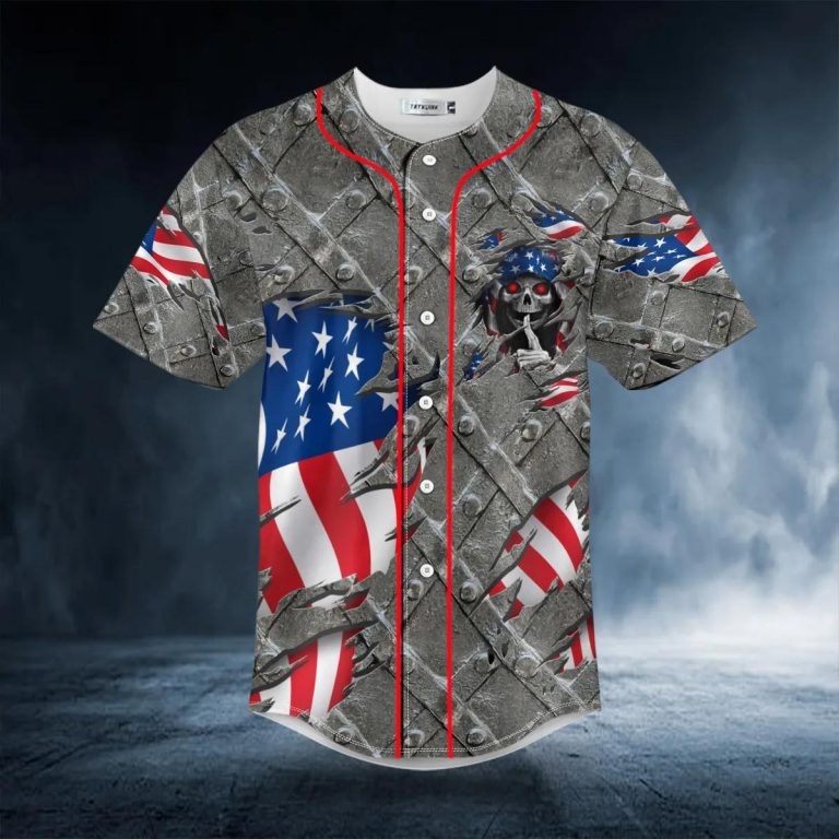 Ripped Fire Eyes Vampire Skull Baseball Jersey – Skull & Viking Graphic ...