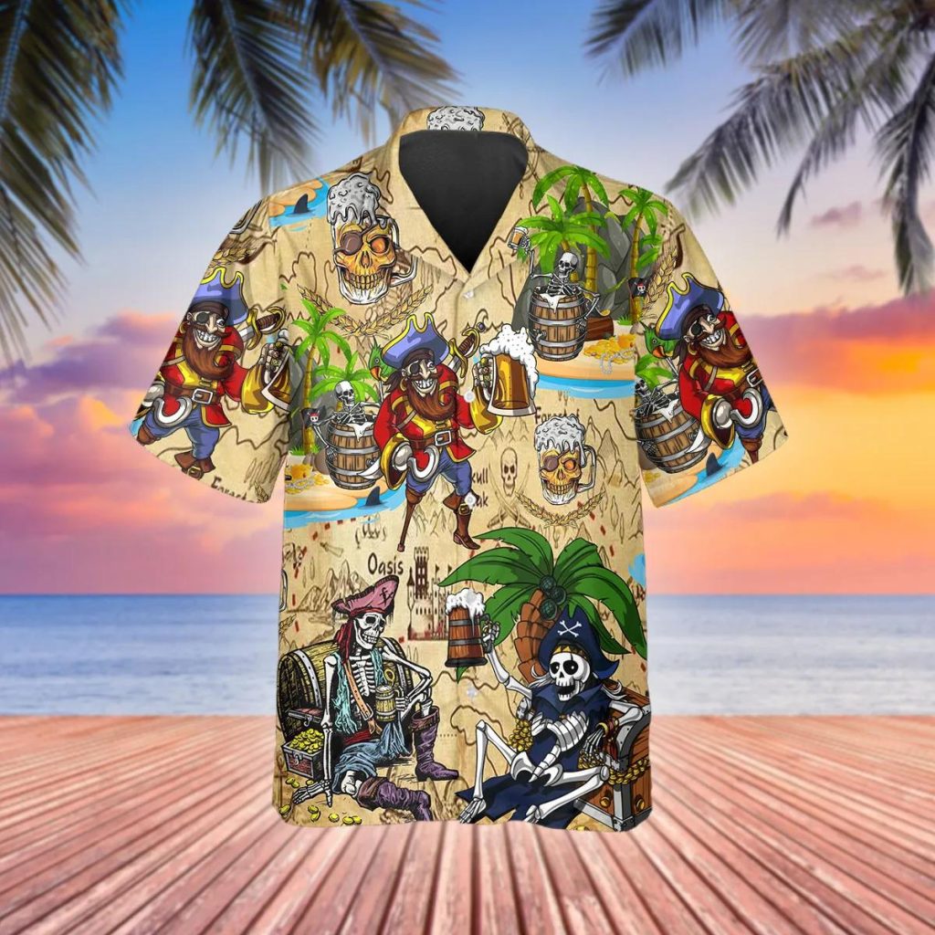 Happy Summer Grinning Skull Hawaiian Shirt, Hawaiian Button Up Shirt ...