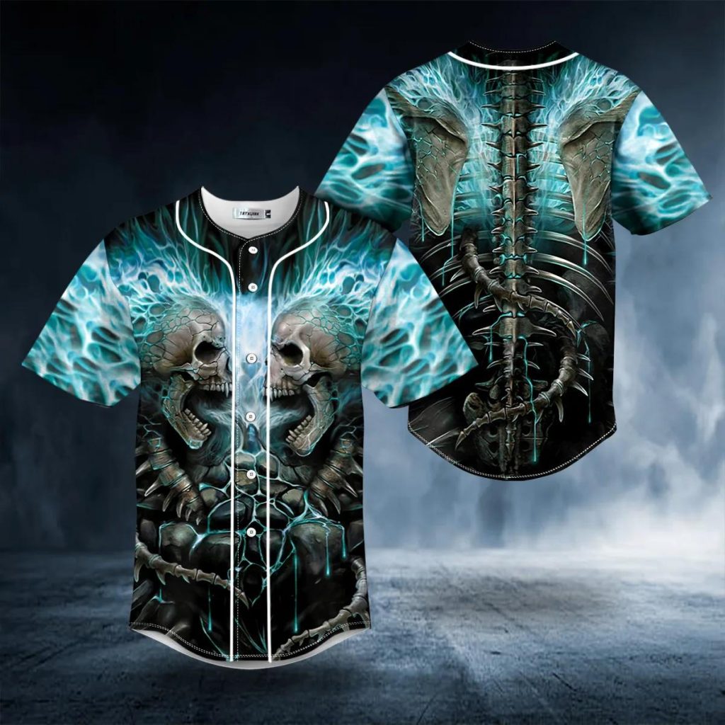 Zero F Given Blue Lightning Ghost Skull Custom Baseball Jersey - Skull ...