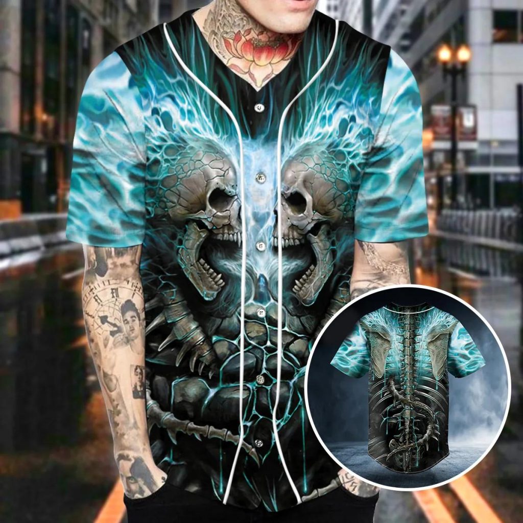 Mace Viking Swords Winged Skull Custom Baseball Jersey – Skull & Viking ...