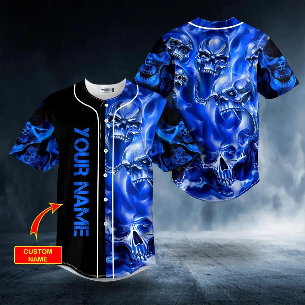 Red Rose Blood Skull Custom Baseball Jersey – Skull & Viking Graphic ...