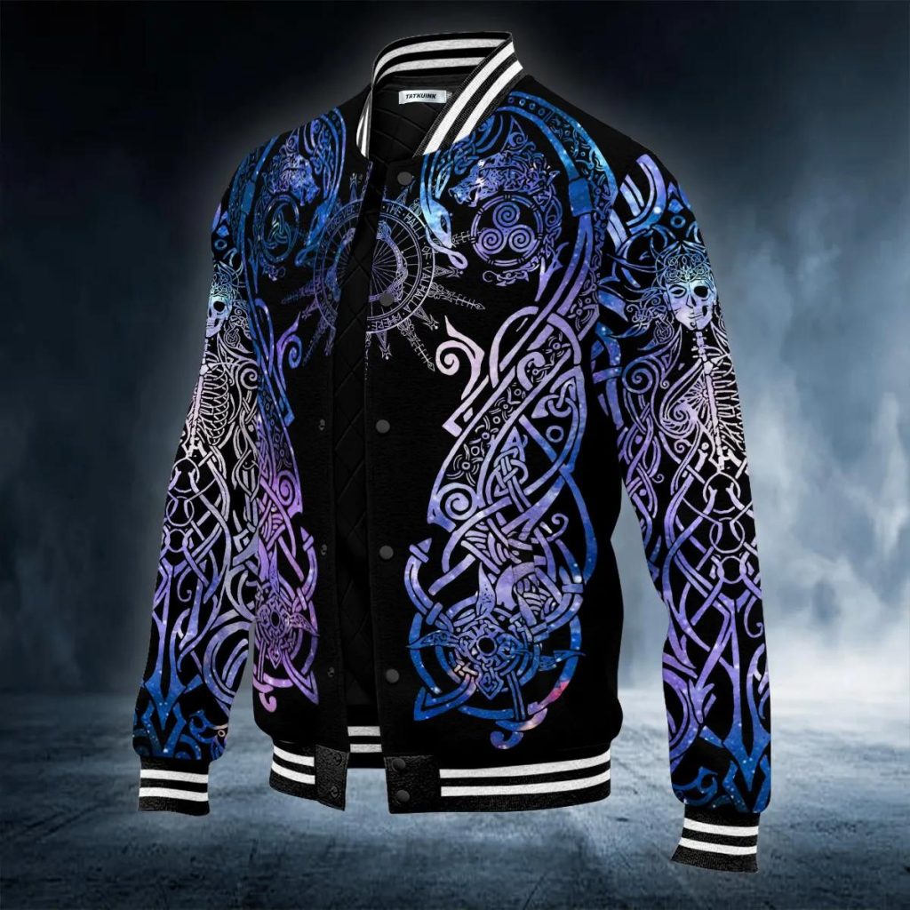 Fantasy Norse Mythology Viking Skeleton Tattoo Baseball Jacket – Skull ...