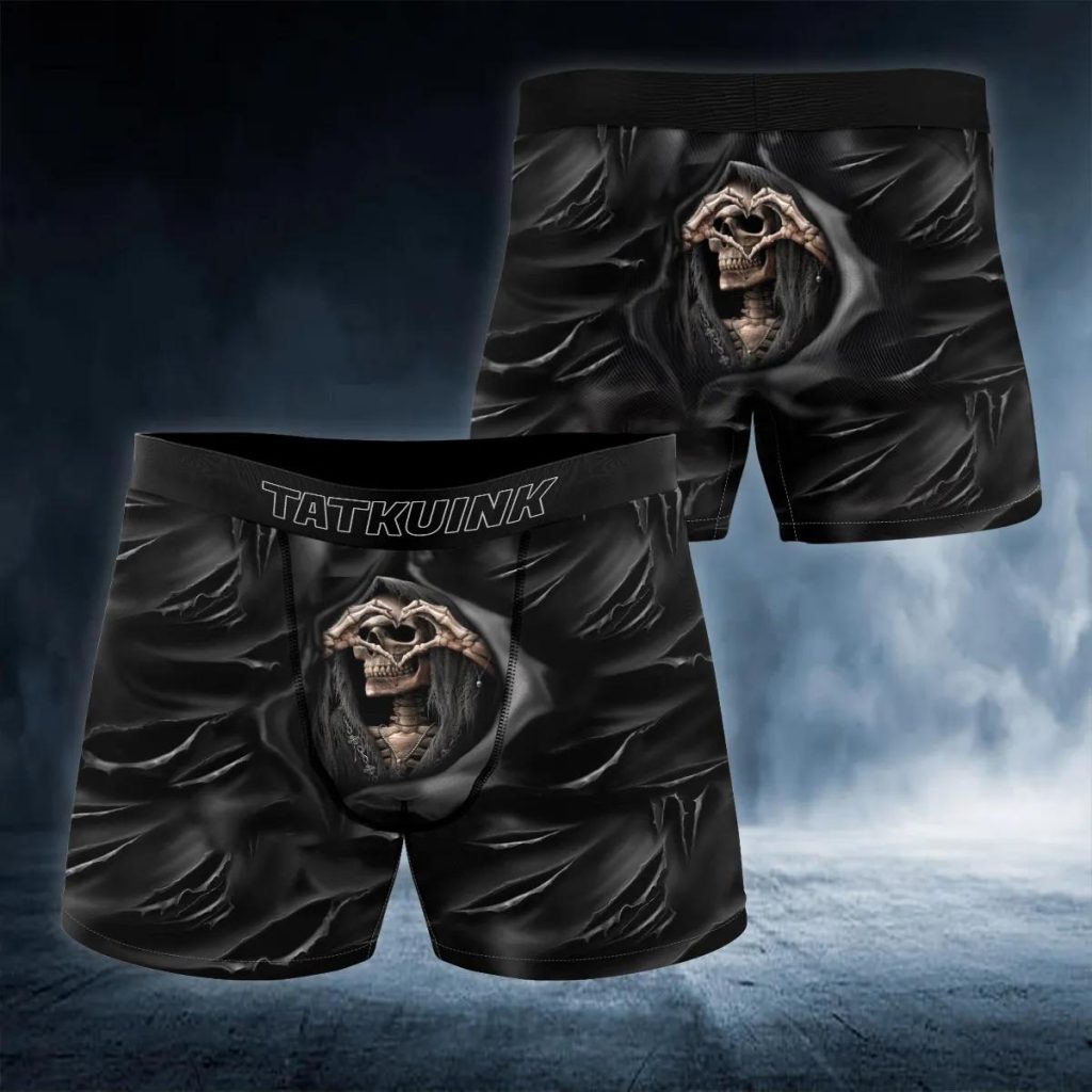Funny Dark Love Skull Boxer Briefs Men Underwear – Skull & Viking ...