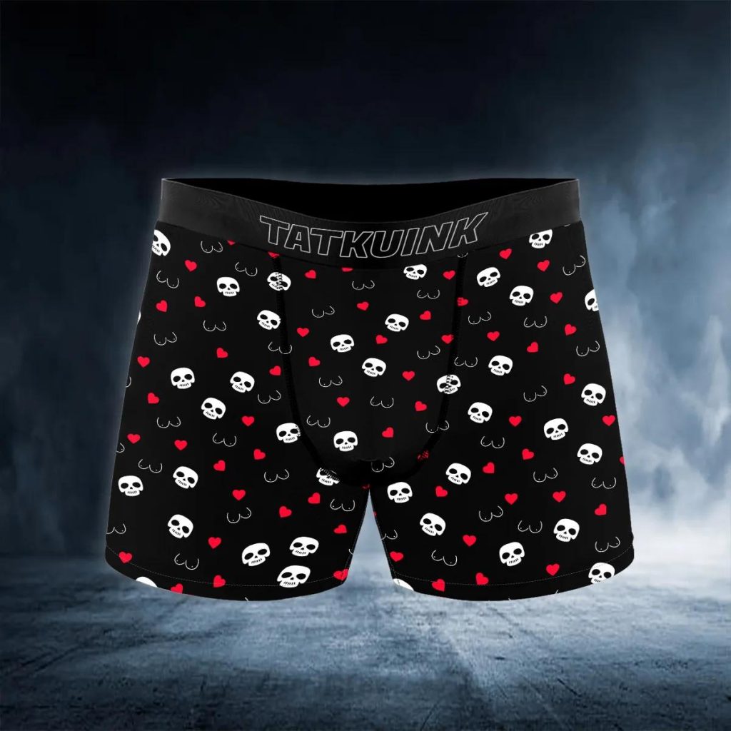 Funny Heart Boob White Skull Boxer Briefs Men Underwear – Skull ...