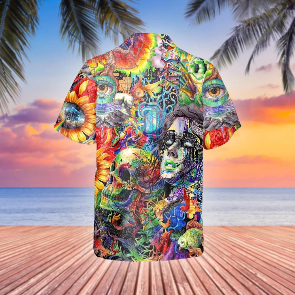 Generic Crazy Trippy Psychedelic Fantasy Colorful Skull Hawaiian Shirt ...