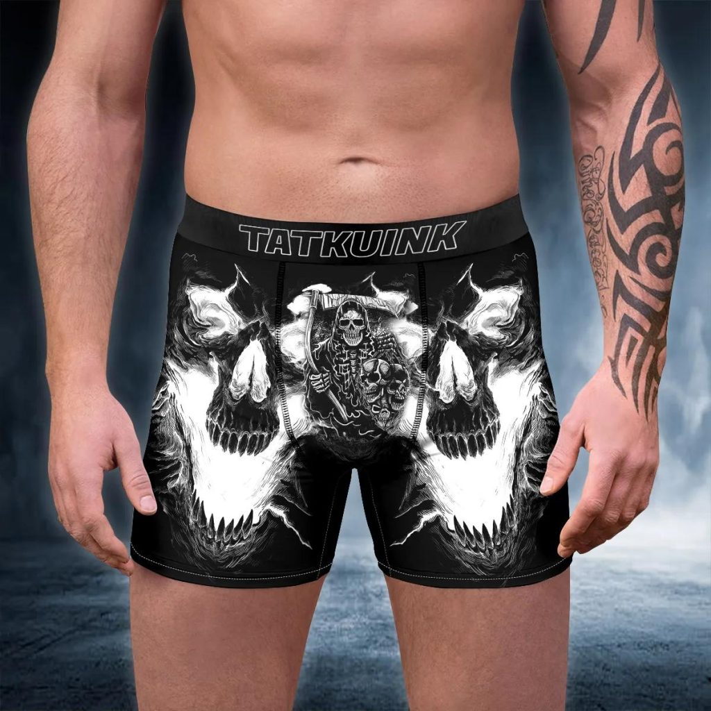 Grim Reaper White Ghost Skull Boxer Briefs Men Underwear – Skull ...