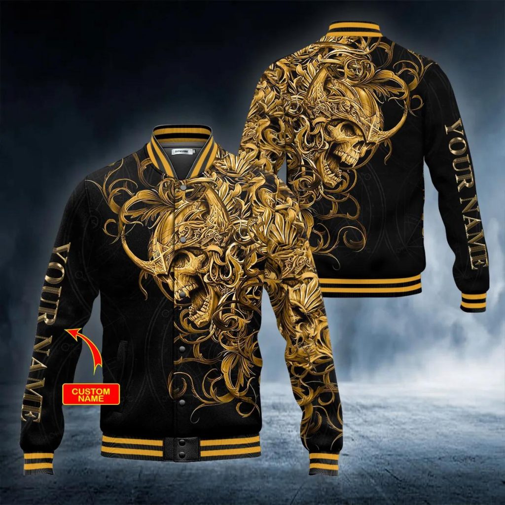 King Viking Custom Baseball Jacket – Skull & Viking Graphic Tees | 3D ...
