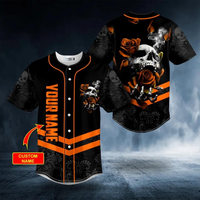 Ripped Fire Eyes Vampire Skull Baseball Jersey - Skull & Viking Graphic ...