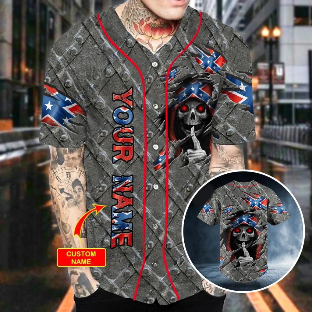 Red Rose Blood Skull Custom Baseball Jersey - Skull & Viking Graphic ...