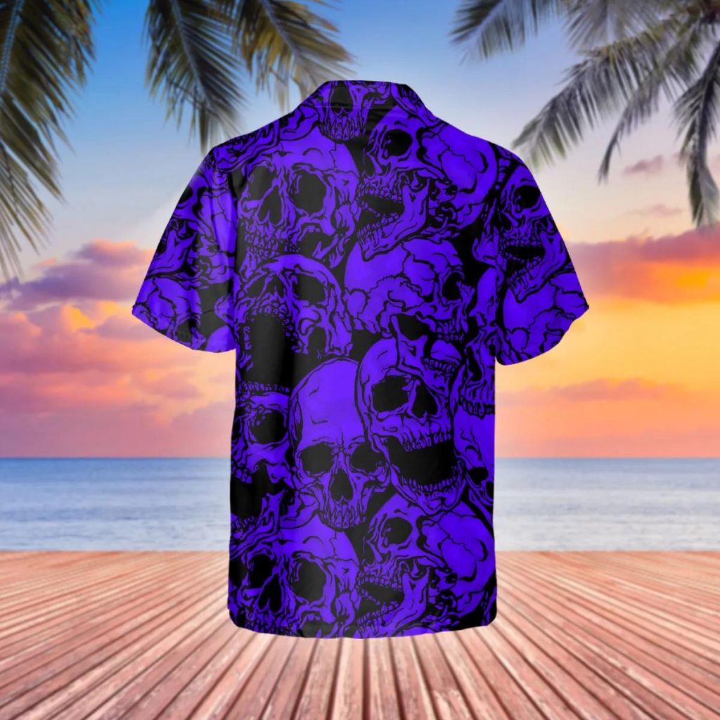 Purple Head Skull Hawaiian Shirt, Hawaiian Button Up Shirt, Tropical Shirts For Men – Skull ...