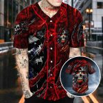 Ripped Fire Eyes Vampire Skull Baseball Jersey – Skull & Viking Graphic ...