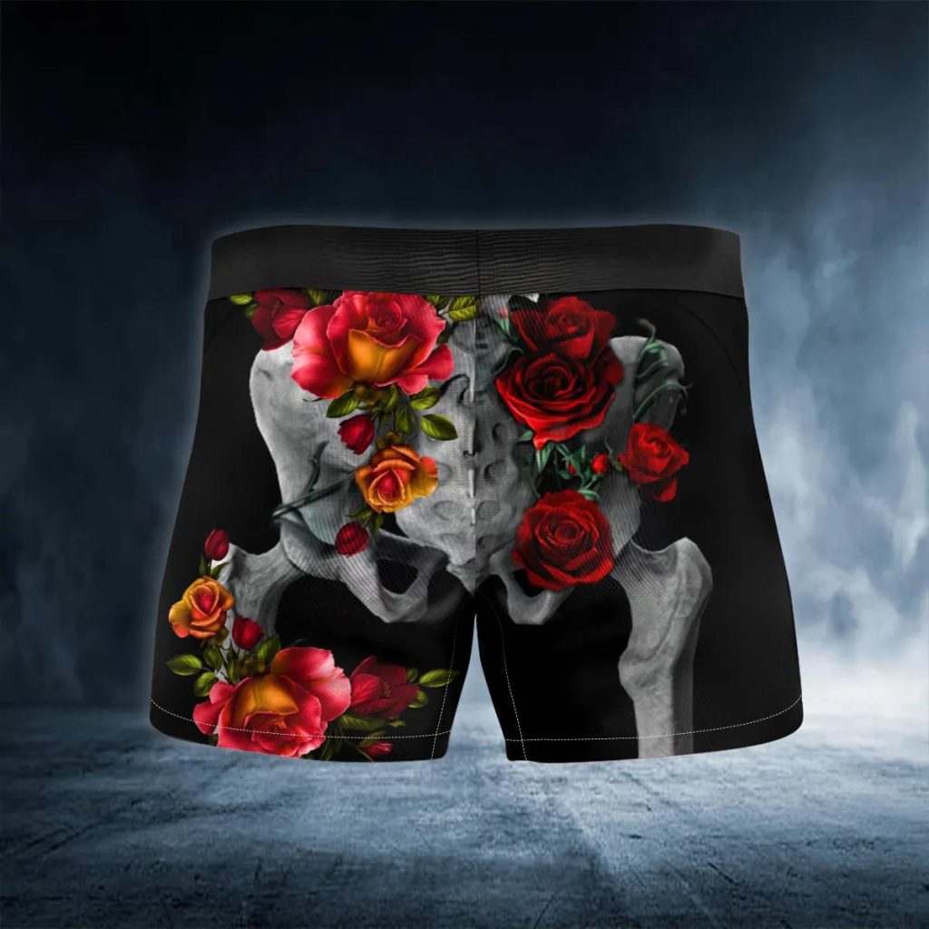 Skeleton Bones Roses Skull Boxer Briefs Men Underwear – Skull & Viking ...