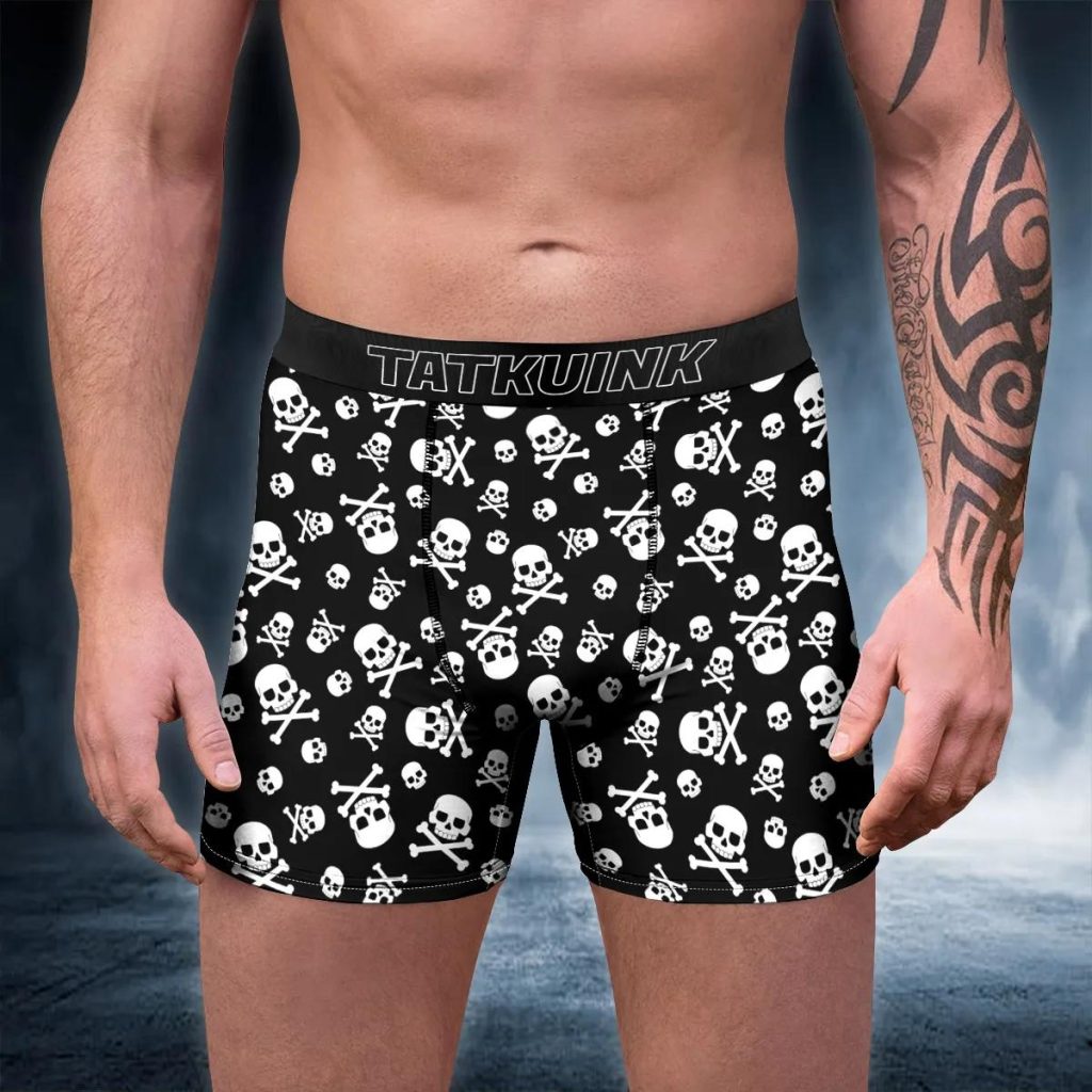 White Cross Bones N Skull Boxer Briefs Men Underwear – Skull & Viking ...