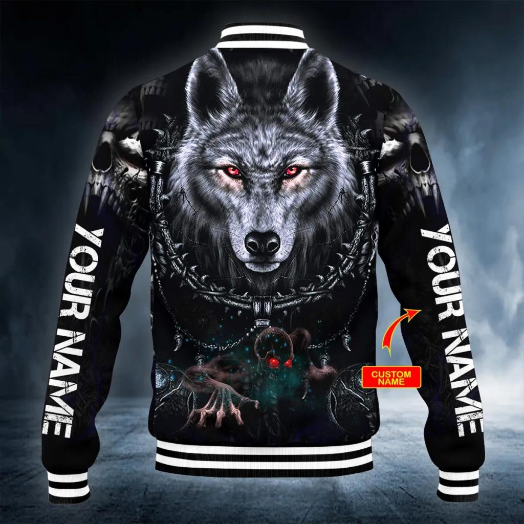 Wolves Grim Reaper Skull Custom Baseball Jacket – Skull & Viking ...
