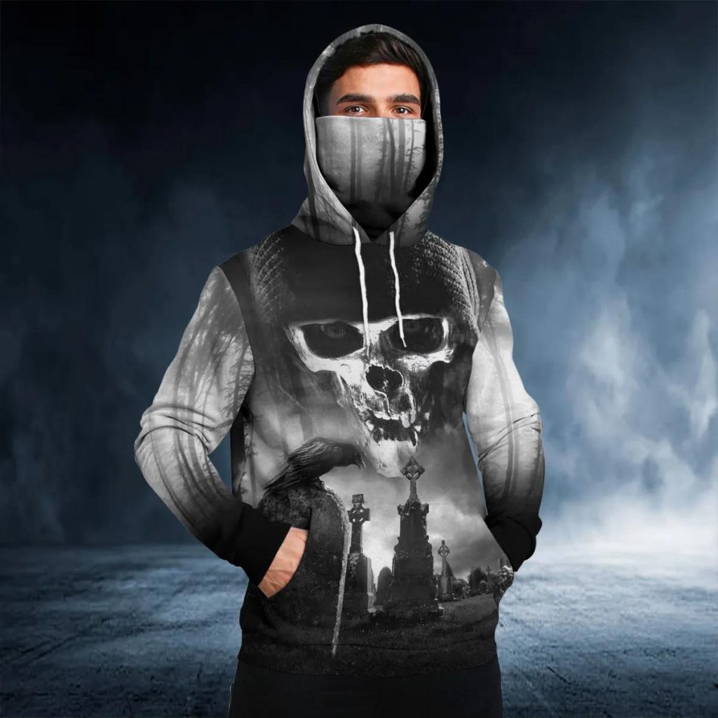 Black And White The Hunt Skull 3D Bandana Hoodie – Skull & Viking ...