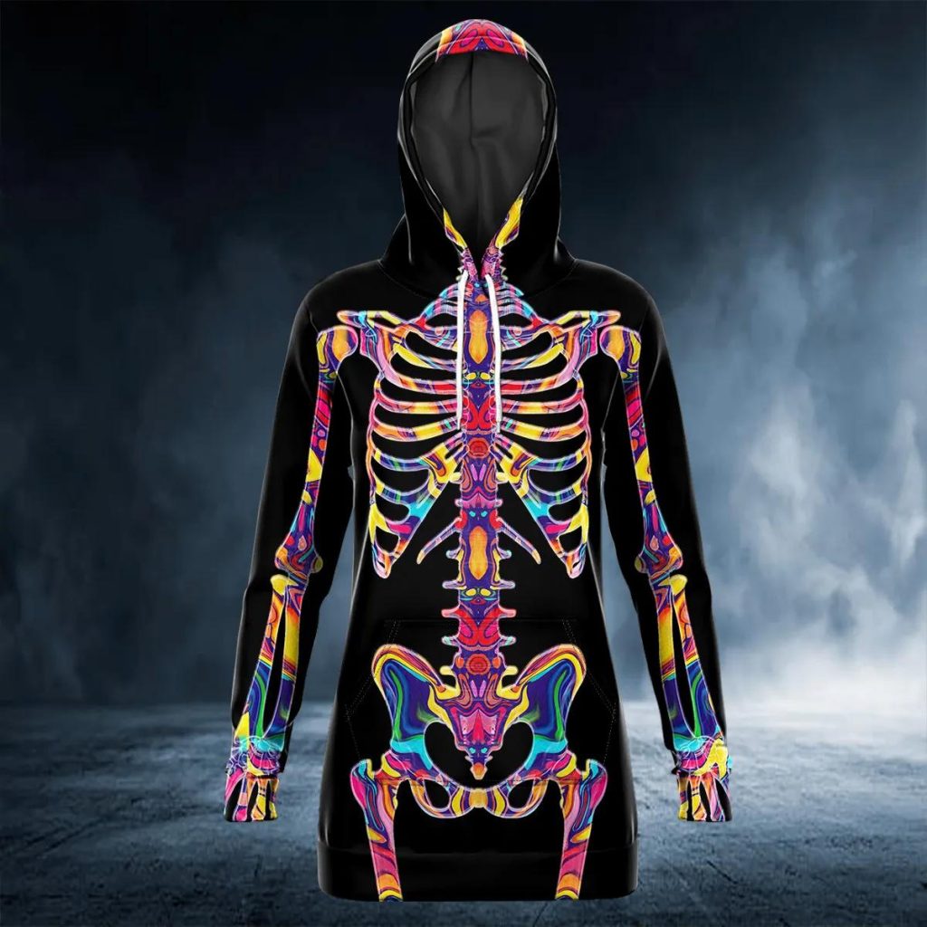 Colorful Skeleton Bone Skull Hoodie Dress For Women – Skull & Viking ...