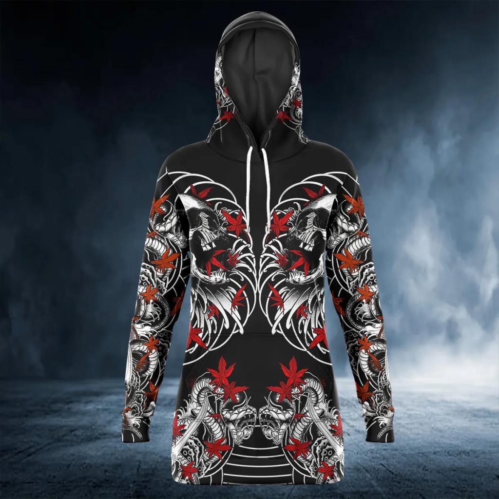 Devil Face Hezumi Skull Hoodie Dress For Women – Skull & Viking Graphic ...