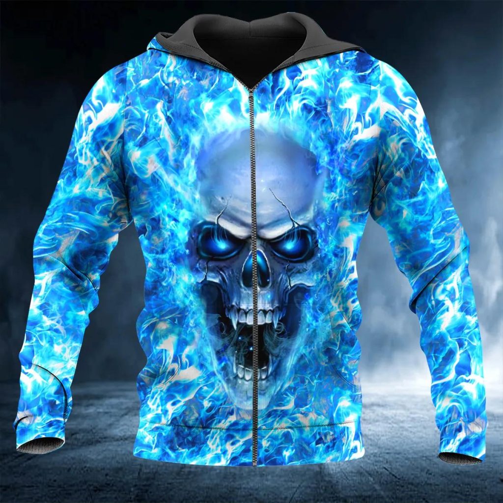 Bloodthirsty War Skull 3D Zip Hoodie – Skull & Viking Graphic Tees | 3D ...