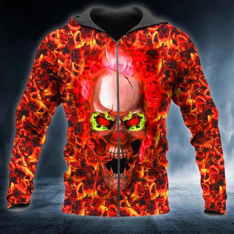 Blast Skull 3D Zip Hoodie – Skull & Viking Graphic Tees | 3D All Over ...