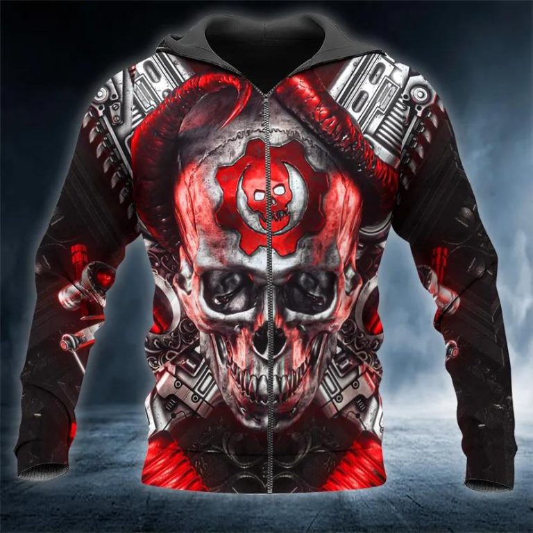 Metal Angry Skull Custom 3D Zip Hoodie – Skull & Viking Graphic Tees ...