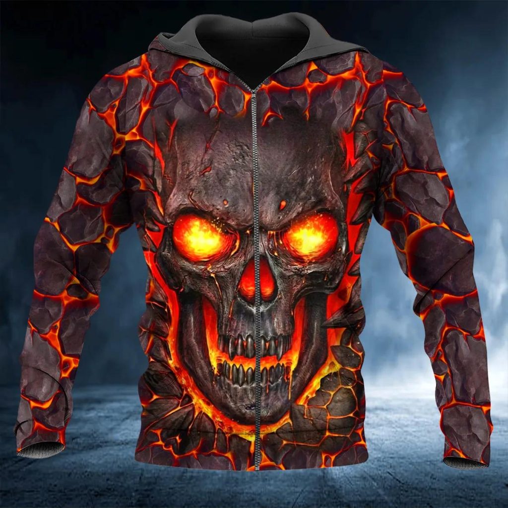 Bloodthirsty War Skull 3D Zip Hoodie – Skull & Viking Graphic Tees | 3D ...