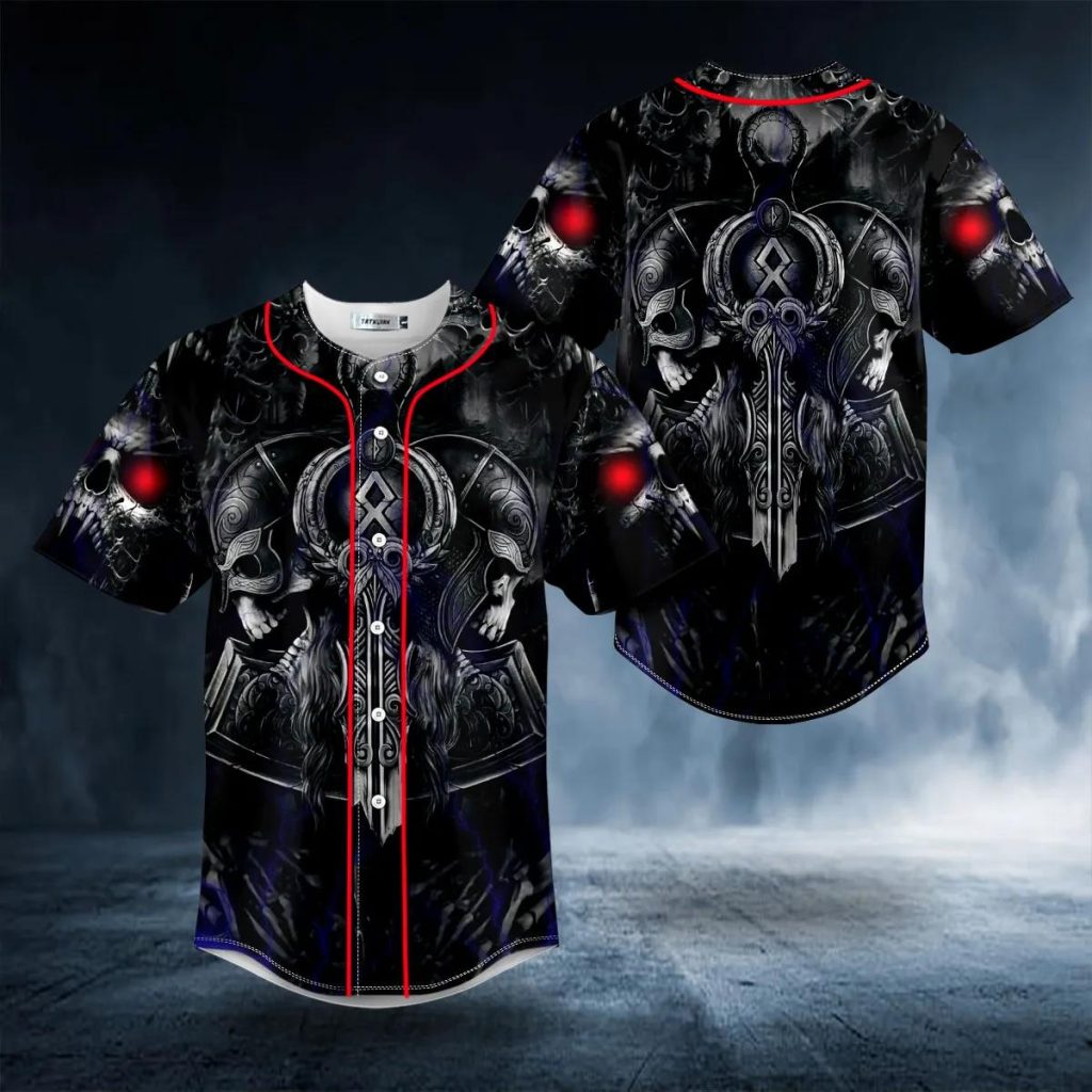 Norse Myth Valhalla Warrior Viking Baseball Jersey – Skull & Viking ...