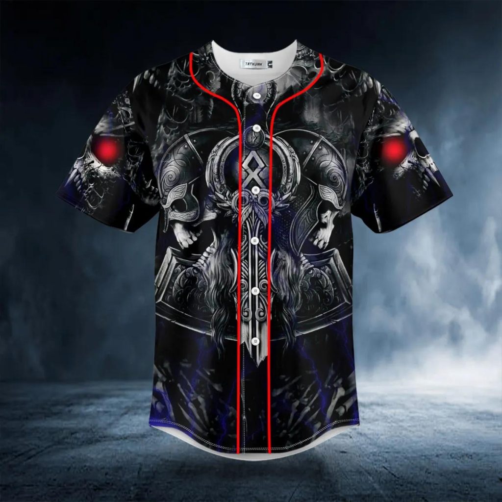 Norse Myth Valhalla Warrior Viking Baseball Jersey – Skull & Viking ...
