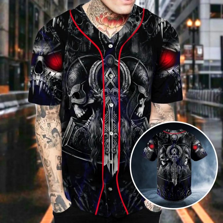 Norse Myth Valhalla Warrior Viking Baseball Jersey – Skull & Viking ...