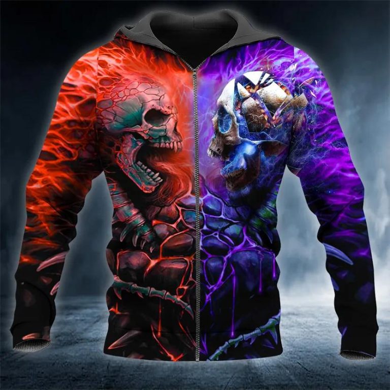 Blast Skull 3D Zip Hoodie – Skull & Viking Graphic Tees | 3D All Over ...