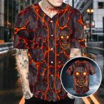 Red Ripped Ghost Hands Corpses Fire Skull Baseball Jersey – Skull ...