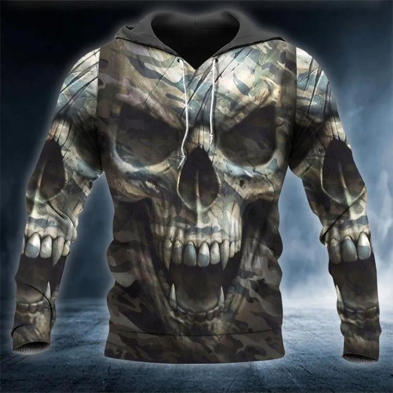 The Hideout Camo Skull 3D Hoodie – Skull & Viking Graphic Tees | 3D All ...