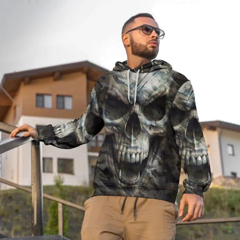 The Hideout Camo Skull 3D Hoodie – Skull & Viking Graphic Tees | 3D All ...