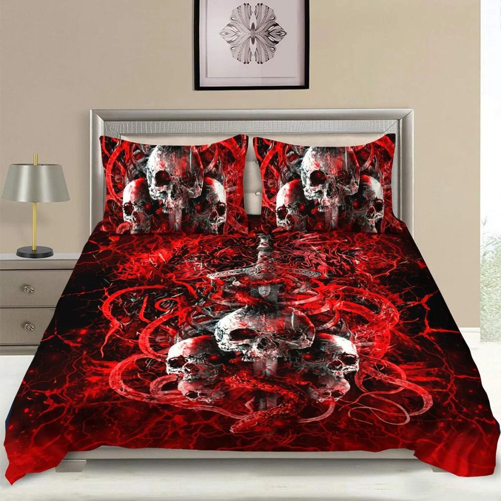 Bloody Swords Pile Of Skull art Bedding Set – Skull & Viking Graphic ...