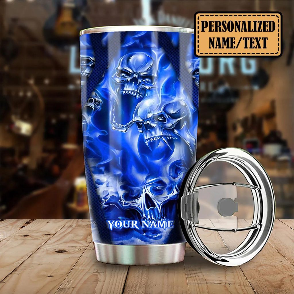 Blue Soul Eater Ghost Skull Custom Tumbler – Skull & Viking Graphic ...