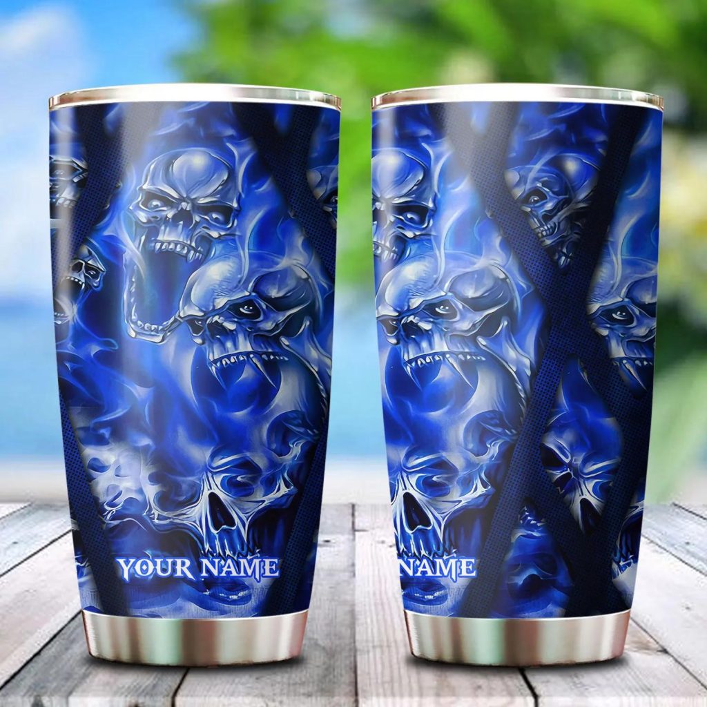 Blue Soul Eater Ghost Skull Custom Tumbler – Skull & Viking Graphic ...