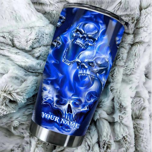 Blue Soul Eater Ghost Skull Custom Tumbler – Skull & Viking Graphic ...
