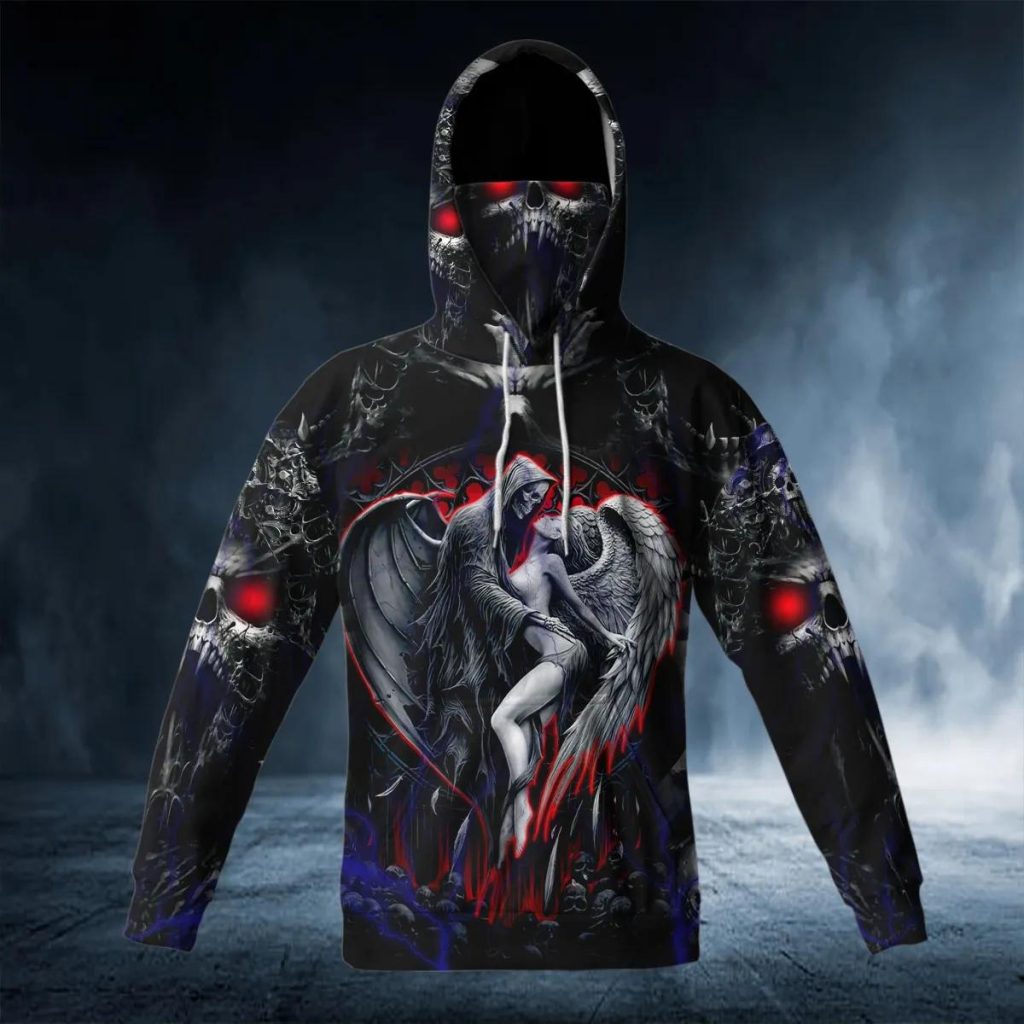 Couple Grim Reaper With Angel Skull 3D Bandana Hoodie – Skull & Viking ...
