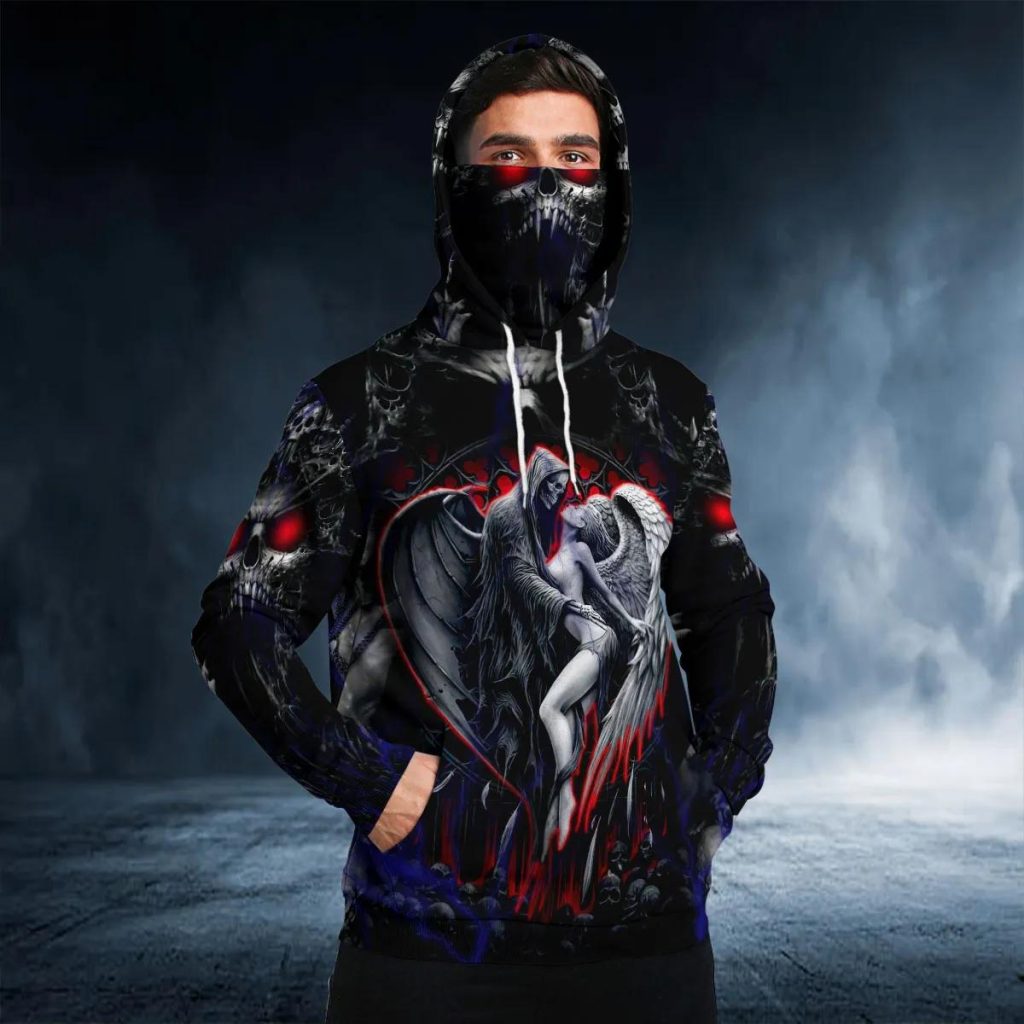 Couple Grim Reaper With Angel Skull 3D Bandana Hoodie – Skull & Viking ...