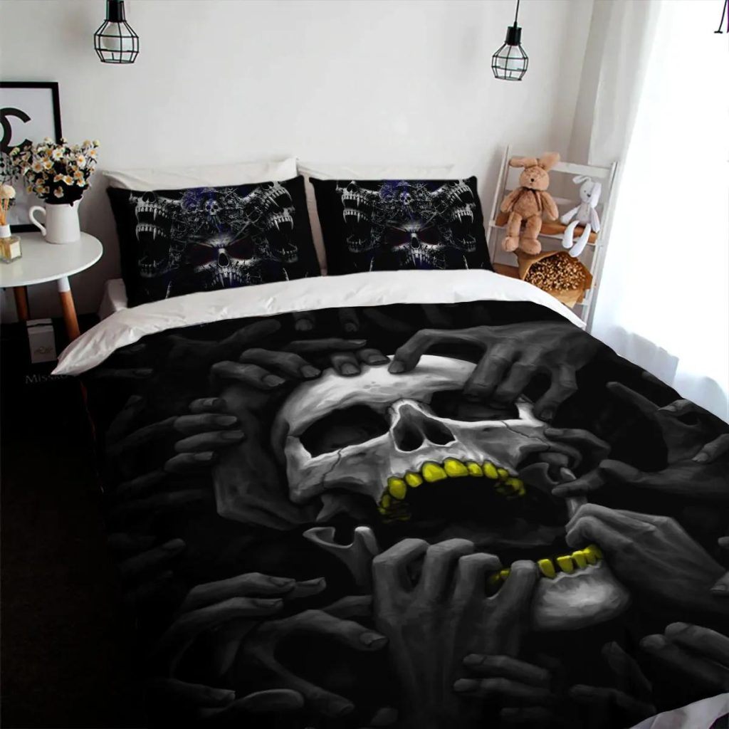 Dark Hands Corpses Skull Bedding Set – Skull & Viking Graphic Tees | 3D ...