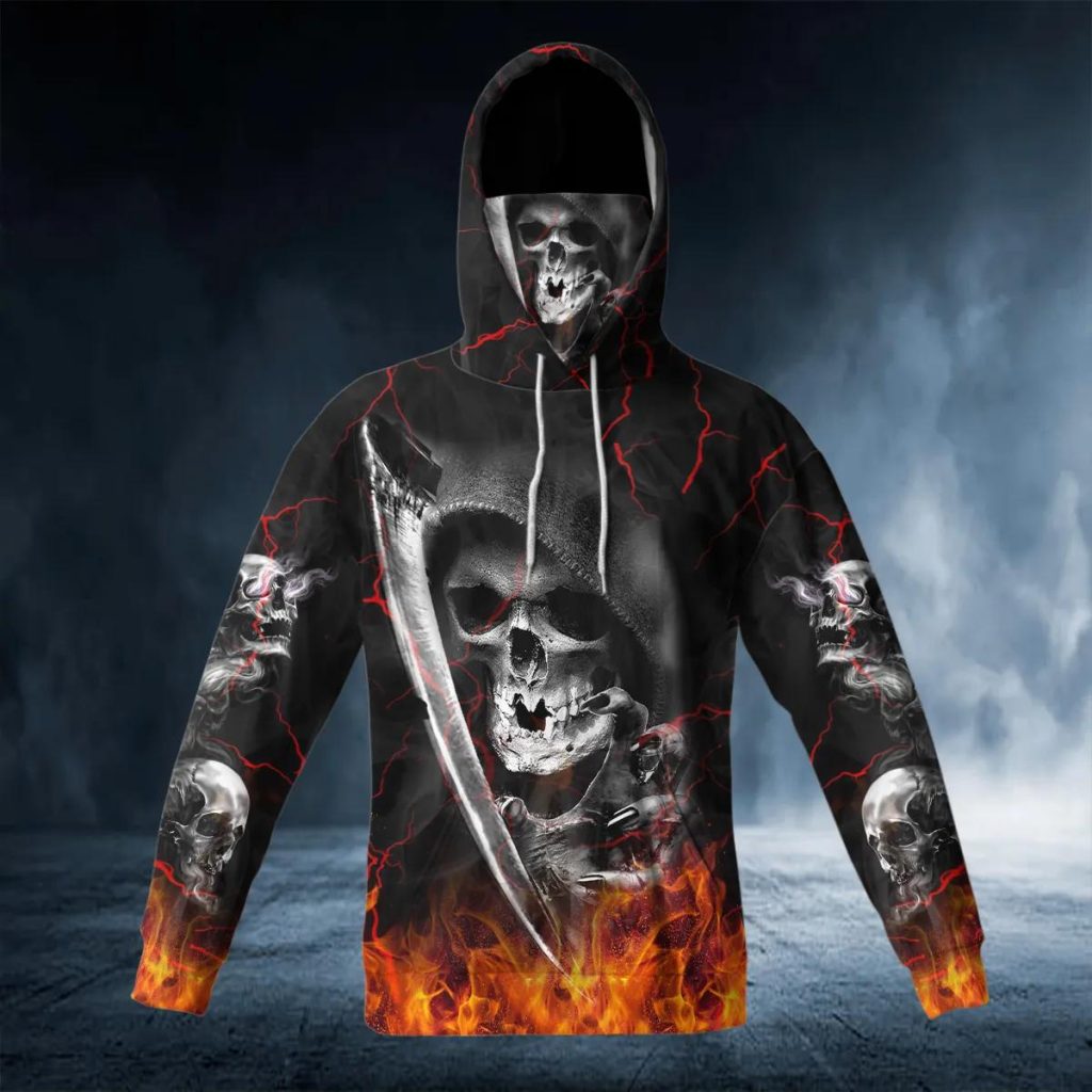 Flee From Death Skull 3D Bandana Hoodie – Skull & Viking Graphic Tees ...