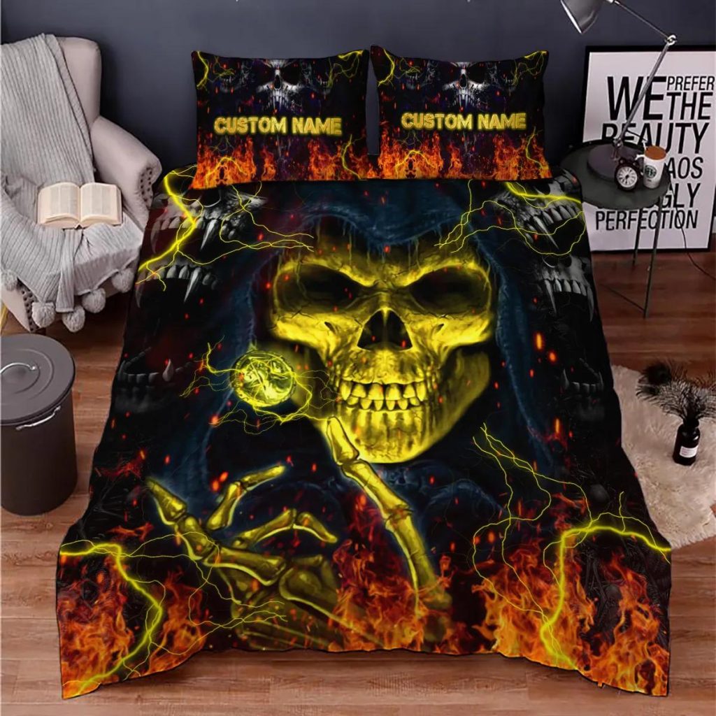 Golden Lucifer Morning Star Satanic Coin Grim Reaper Fire Skull Custom ...