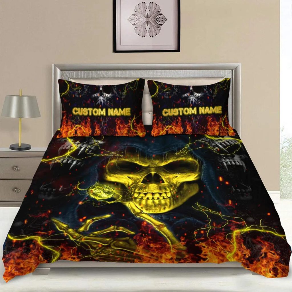 Golden Lucifer Morning Star Satanic Coin Grim Reaper Fire Skull Custom ...