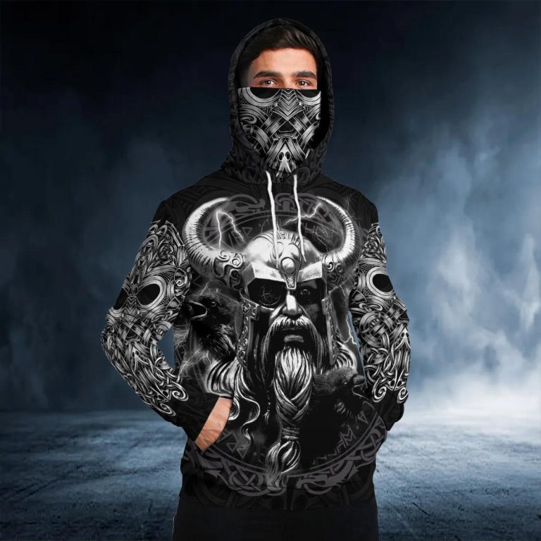 Odin Norse Warrior Viking 3D Bandana Hoodie – Skull & Viking Graphic ...