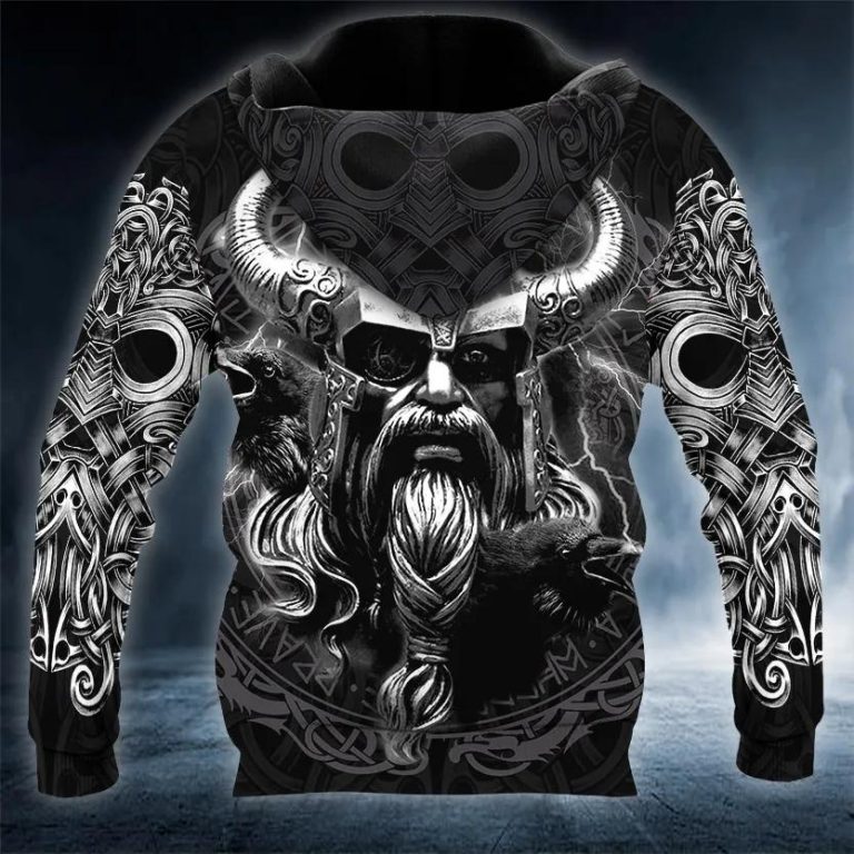 Odin Norse Warrior Viking 3D Zip Hoodie – Skull & Viking Graphic Tees | 3D All Over Print Clothing