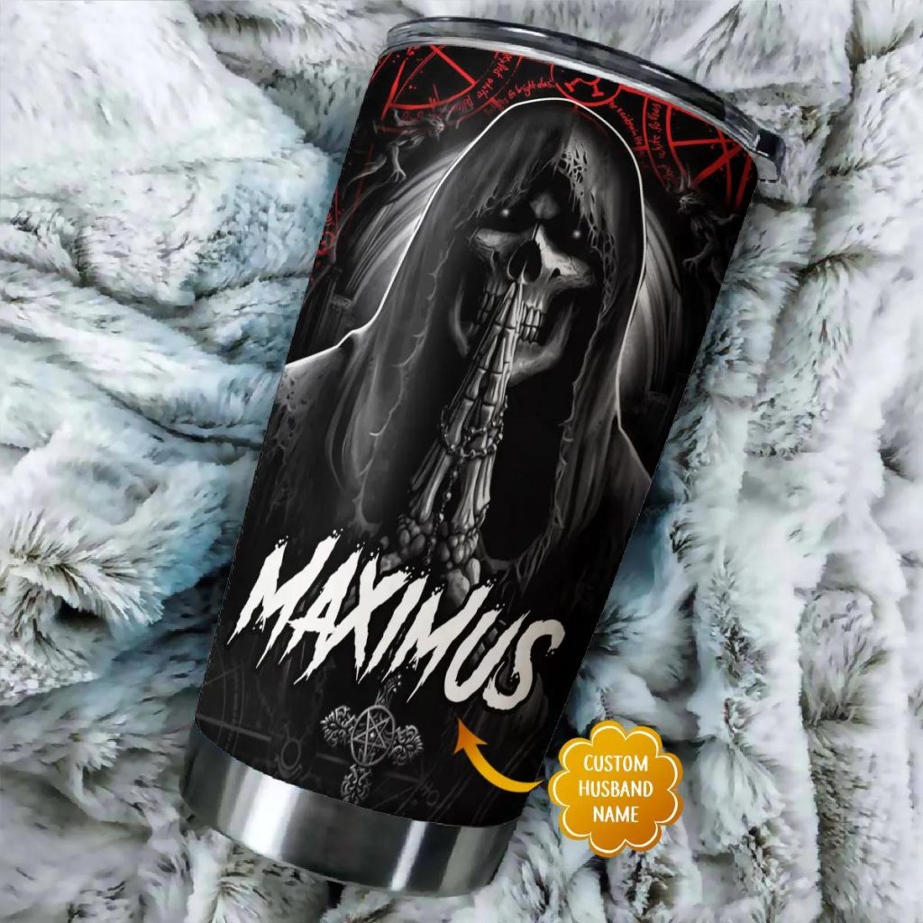 Praying Beauty N Reaper Couple Skull Custom Tumbler – Skull & Viking ...