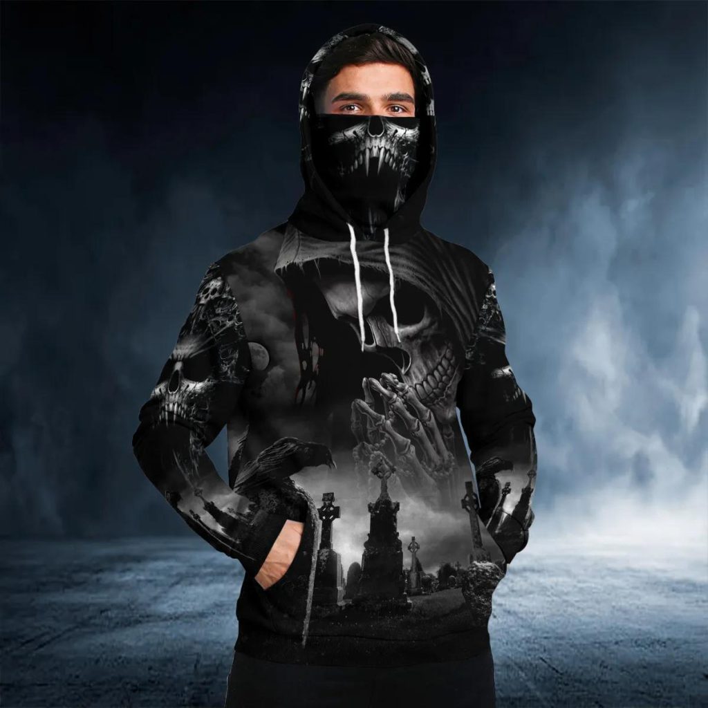 Praying Grim Reaper In Graveyard Skull 3D Bandana Hoodie – Skull ...