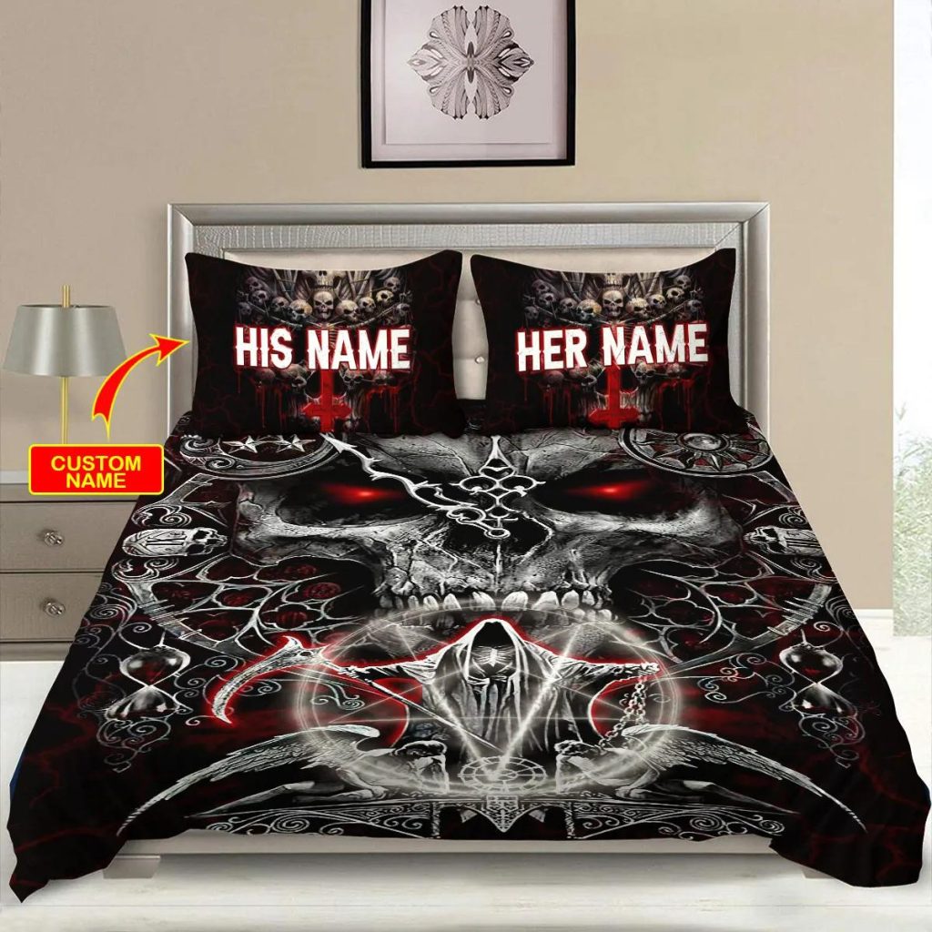 Satan Baphomet Skull Custom Bedding Set – Skull & Viking Graphic Tees ...