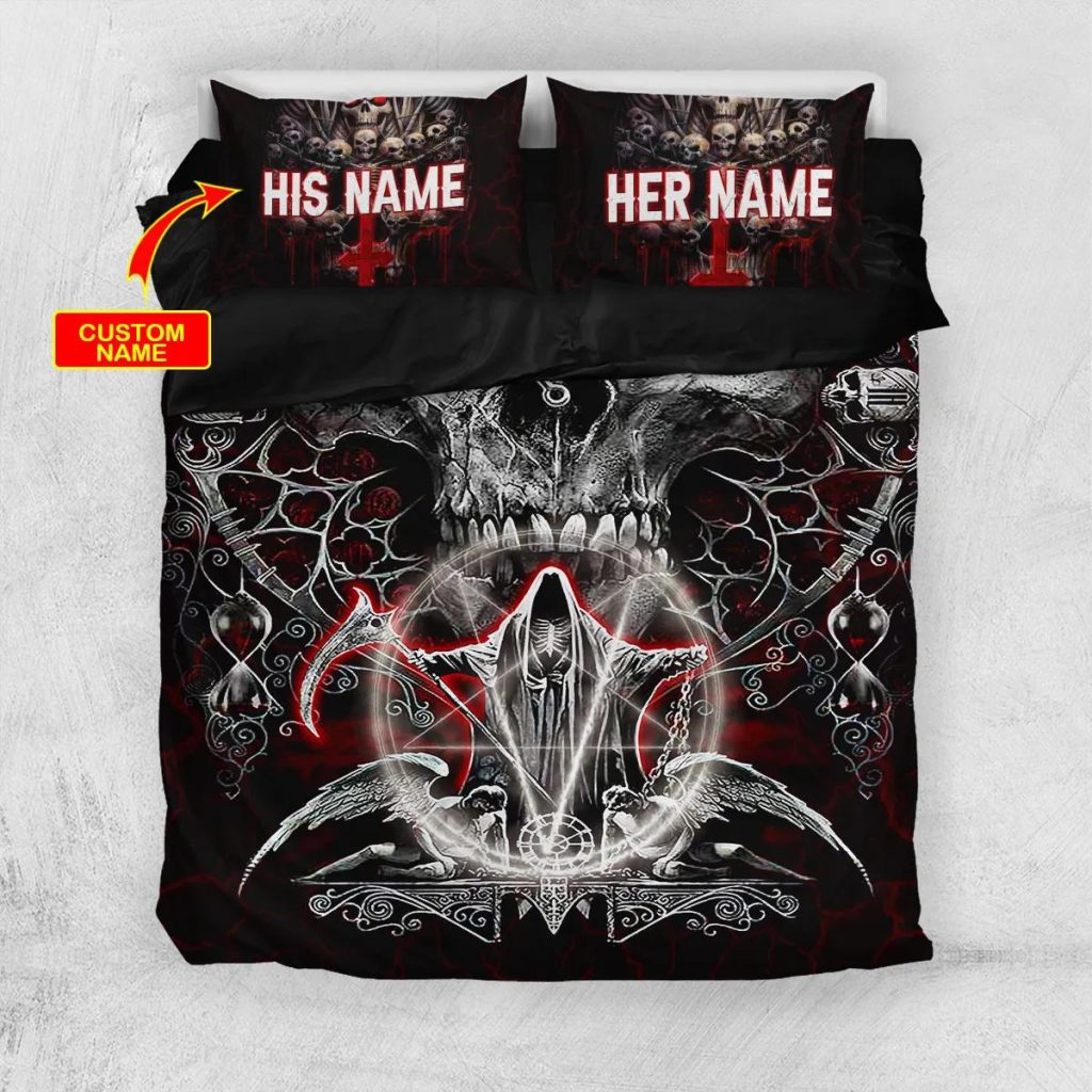 Satan Baphomet Skull Custom Bedding Set – Skull & Viking Graphic Tees ...
