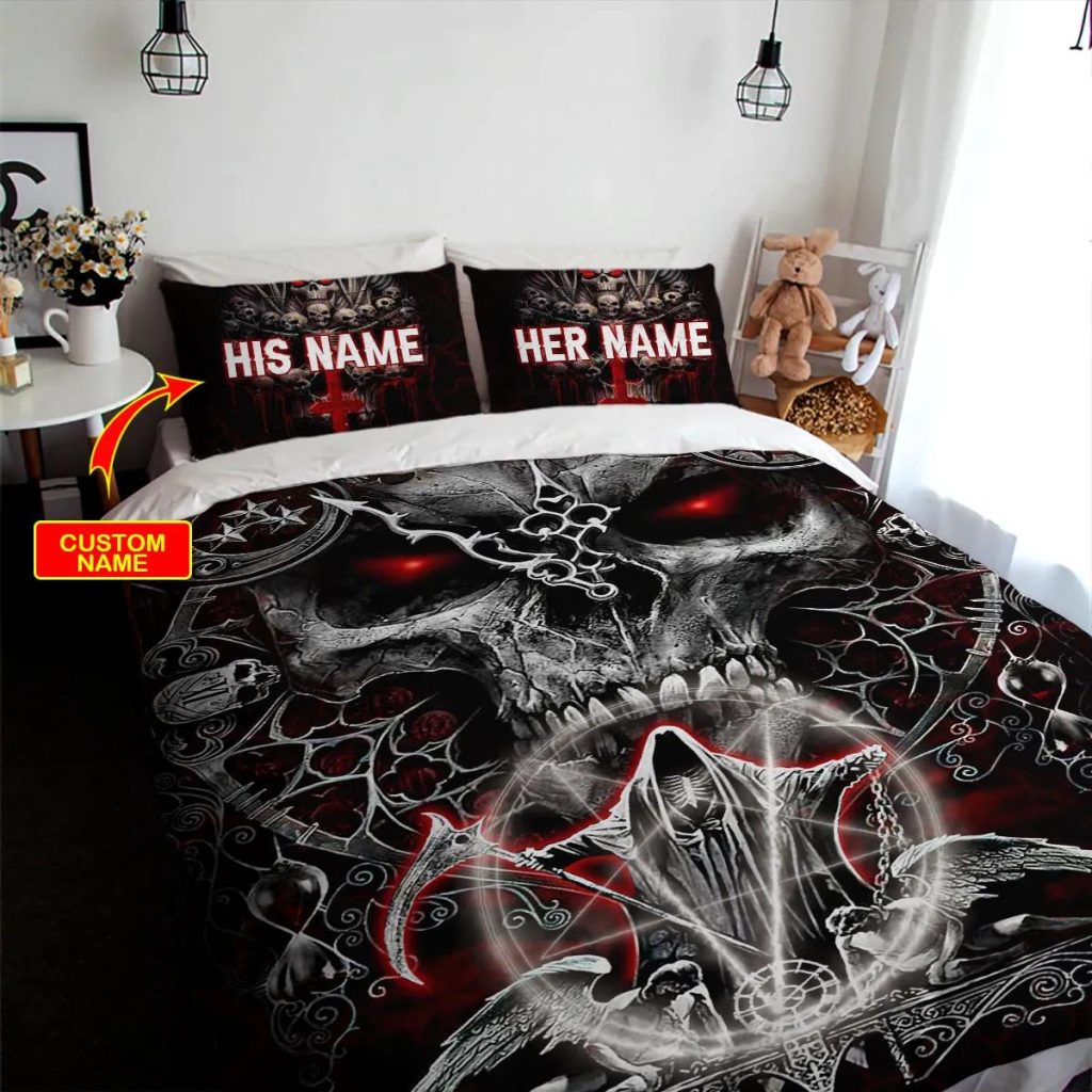Satan Baphomet Skull Custom Bedding Set – Skull & Viking Graphic Tees ...