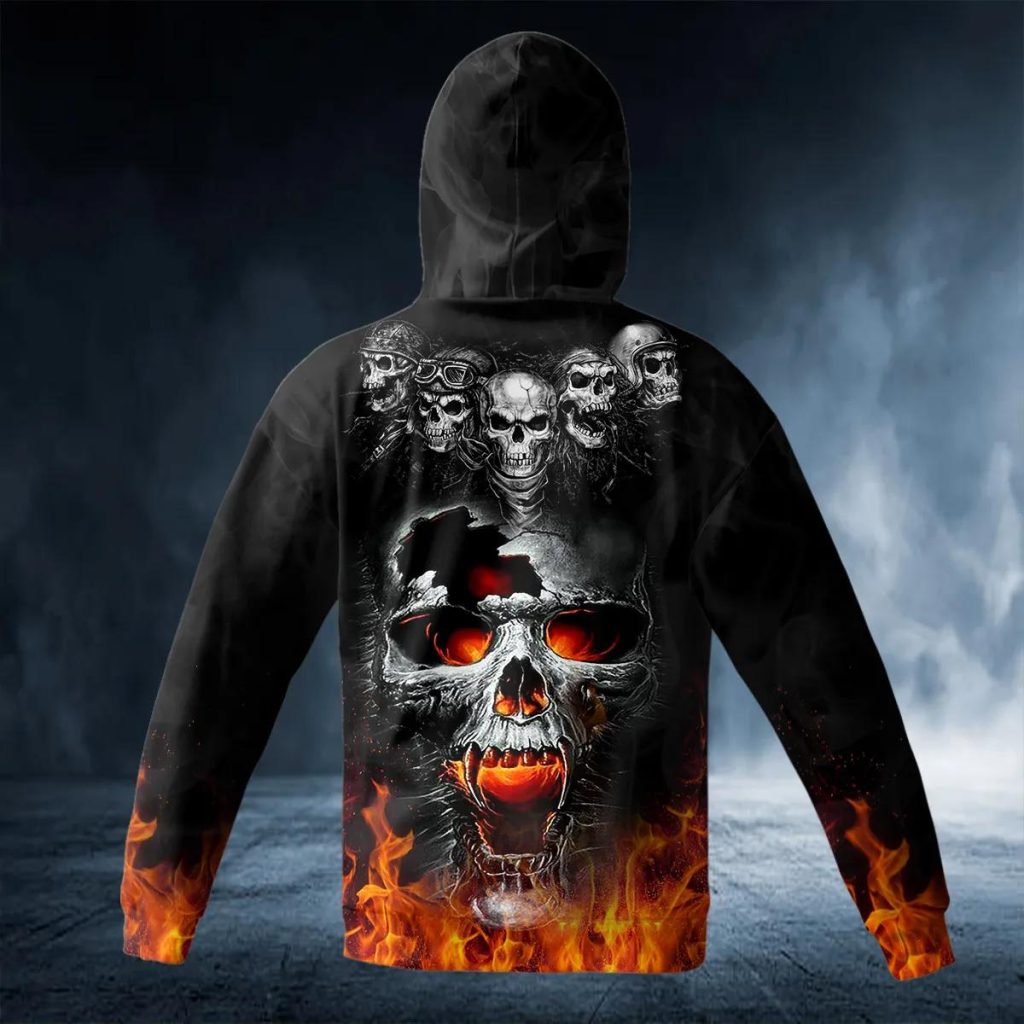 The Immortal Death Of Five Fire Skull 3D Bandana Hoodie – Skull ...